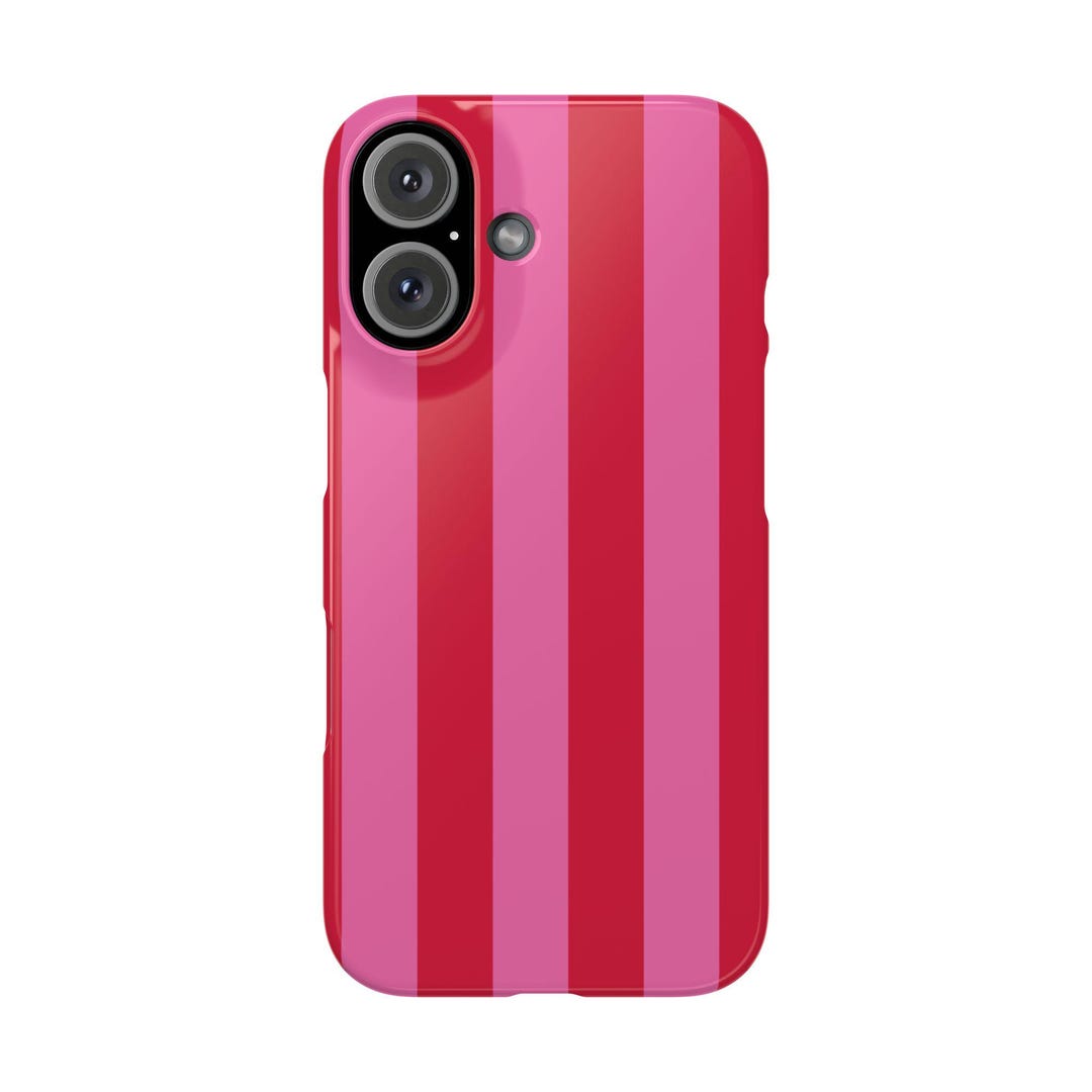 Very Cherry | Chic Pink Striped Phone Case iPhone 16 Pro 15 14 13 12 ...