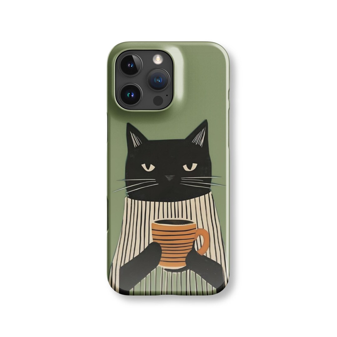 MORNING MOOD Cat Illustration Phone Case | iPhone 17 Pro Max 16 Plus 15 ...