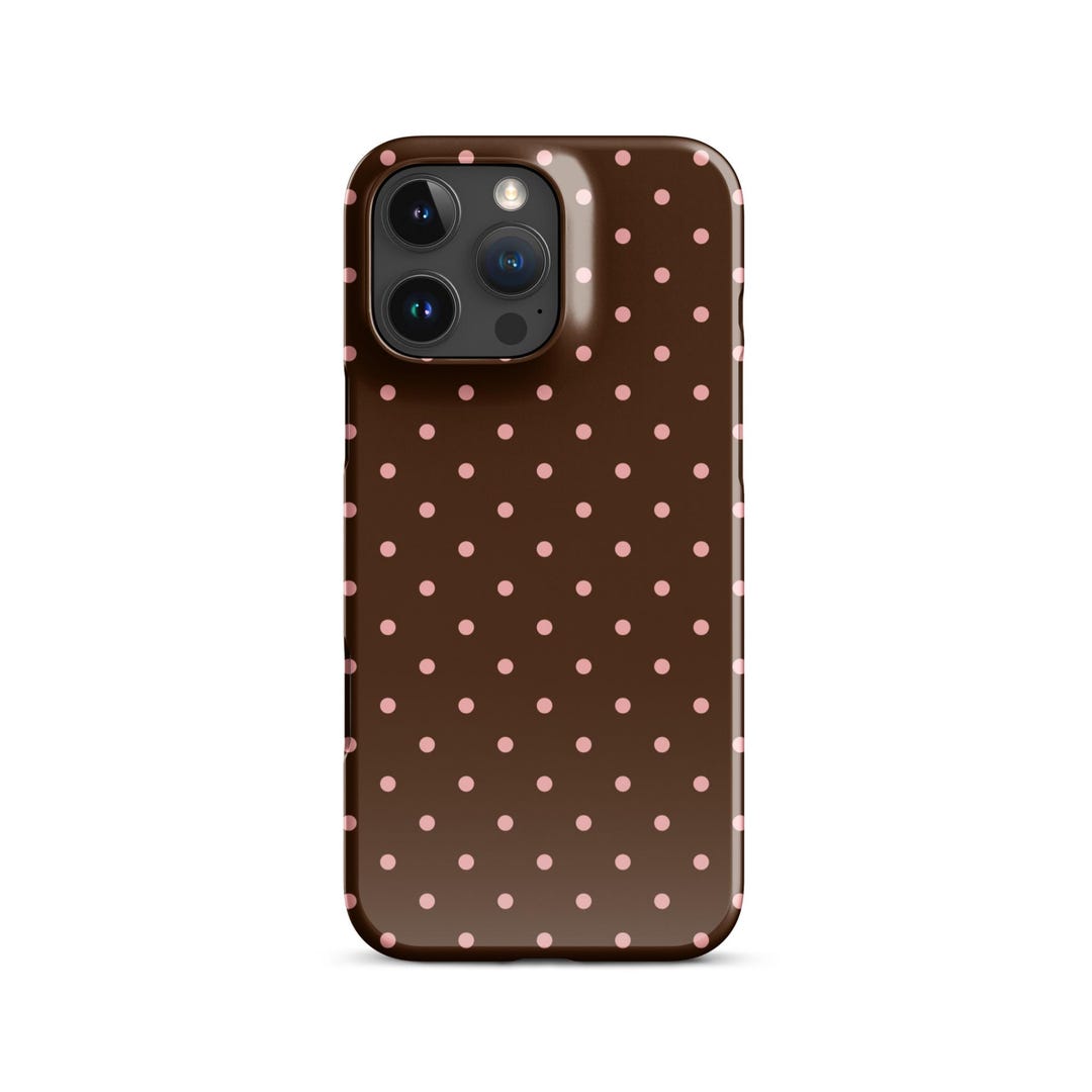 CHERRY COLA Polka Dot Phone Case | Chic Brown & Pink Dot Design ...