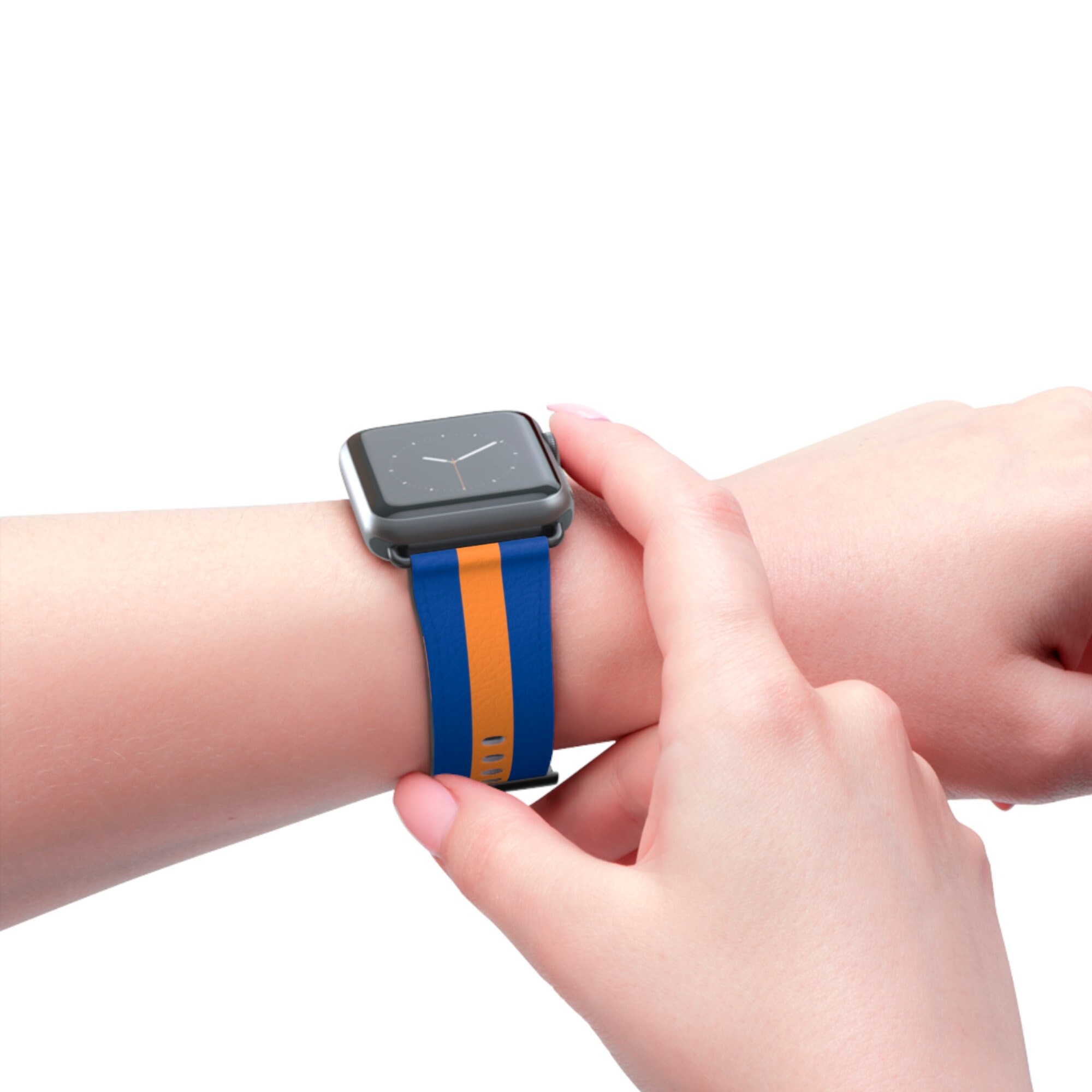 Striped Blue Apple Watch Band Vegan Leather Watch Strap 38mm 40mm 42mm ...