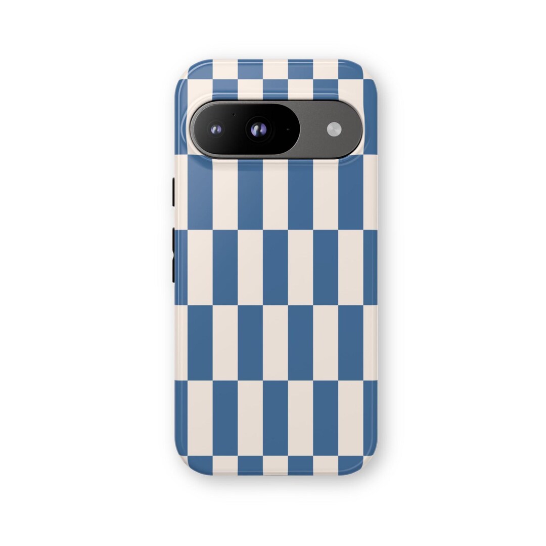 BLUE CHECK Phone Case | Retro Checkerboard Design, Google Pixel 10, 9 ...