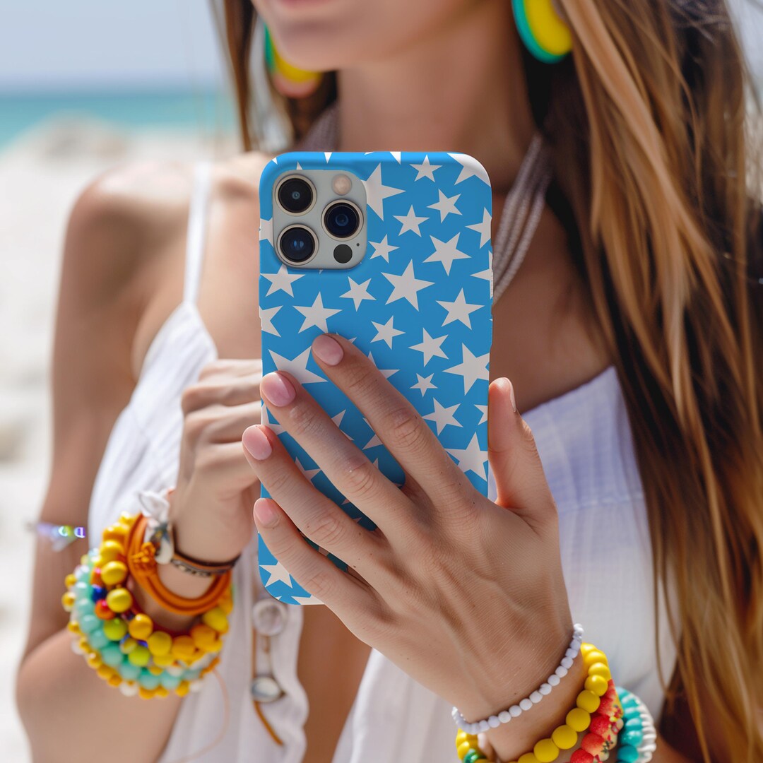 Retro Stars | Cute Blue Y2K Star Phone Case iPhone 16 Pro 15 14 Pro Max ...