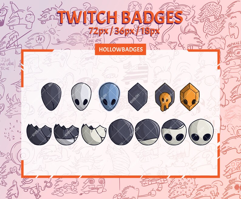 Badges Twitch | 13 Badges Pour Streamers | Cute Hollow Knight Badges ...