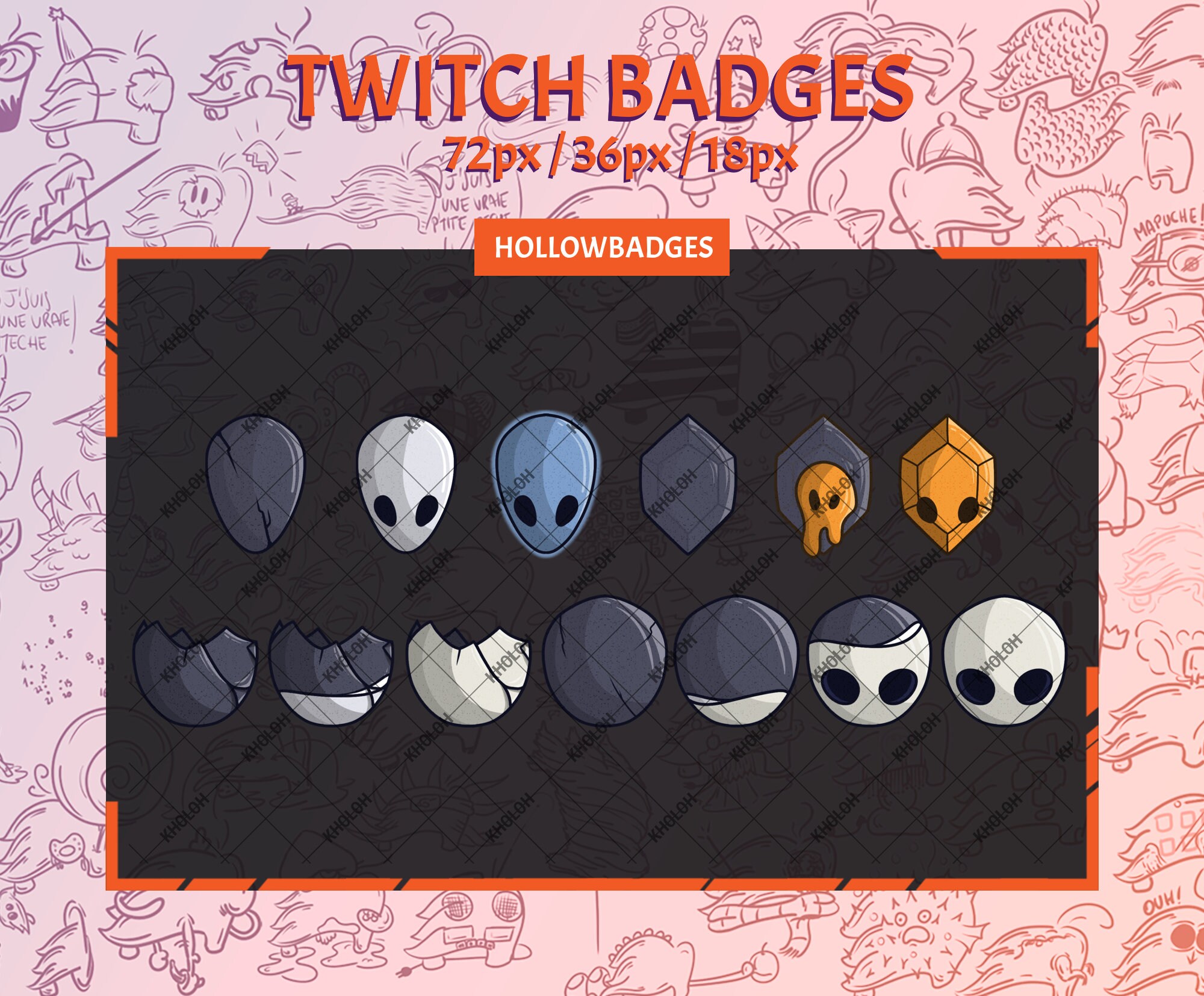 Badges Twitch | 13 Badges Pour Streamers | Cute Hollow Knight Badges ...