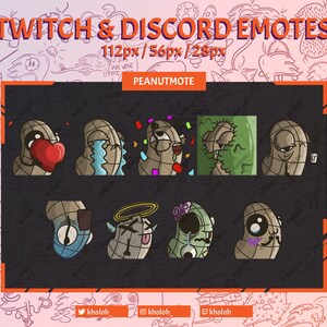 Emotes Twitch & Discord | 9 Emotes Pour Streamers | Cute Peanut Emotes ...