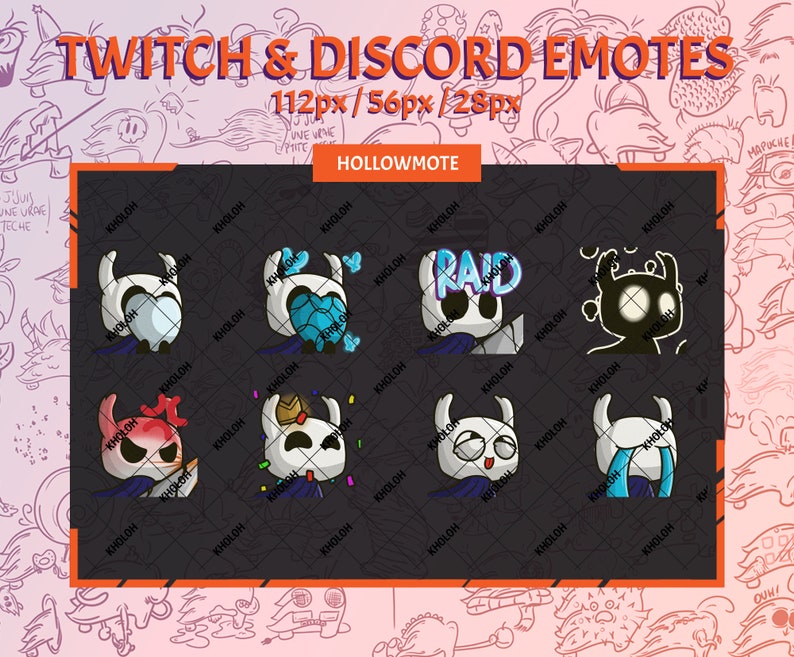 Emotes Twitch & Discord | 8 Emotes Pour Streamers | Cute Hollow Knight ...