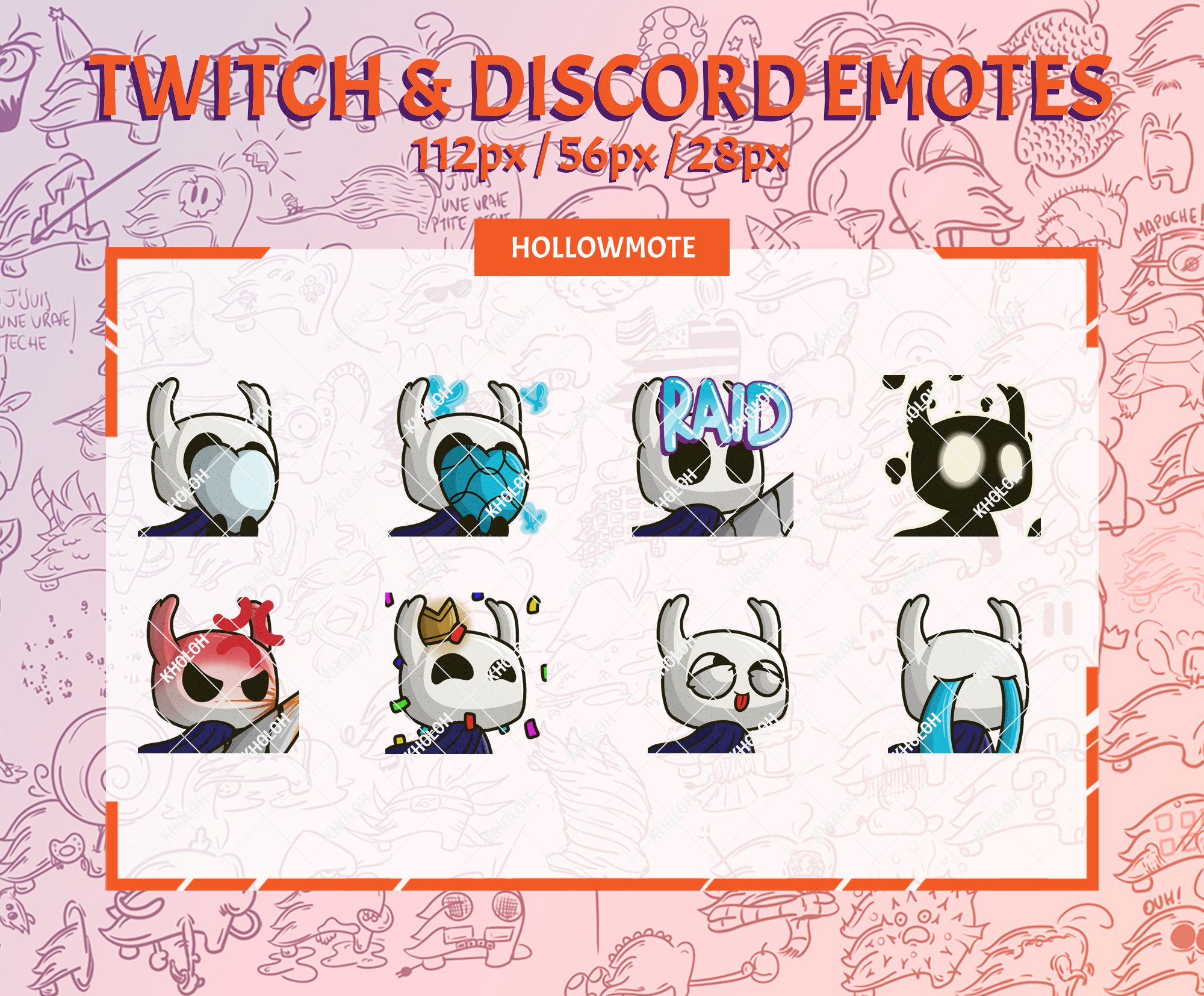 Emotes Twitch & Discord | 8 Emotes Pour Streamers | Cute Hollow Knight ...