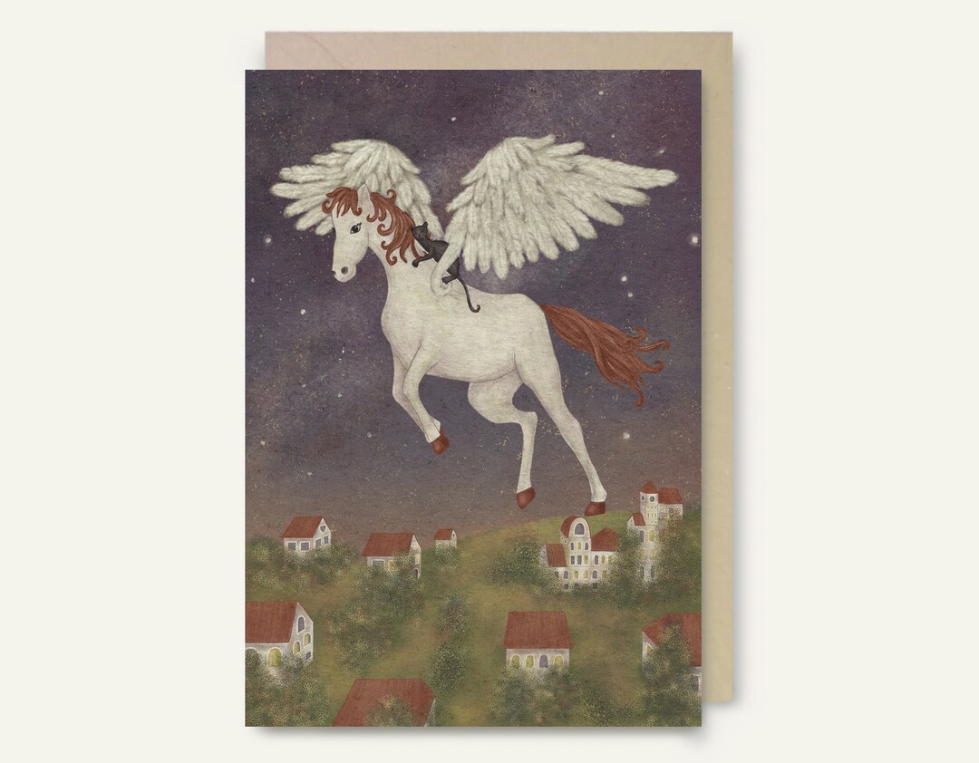 Greeting Card Pegasus Sizes A6 and 5x7 Inches Envelope Included - Etsy