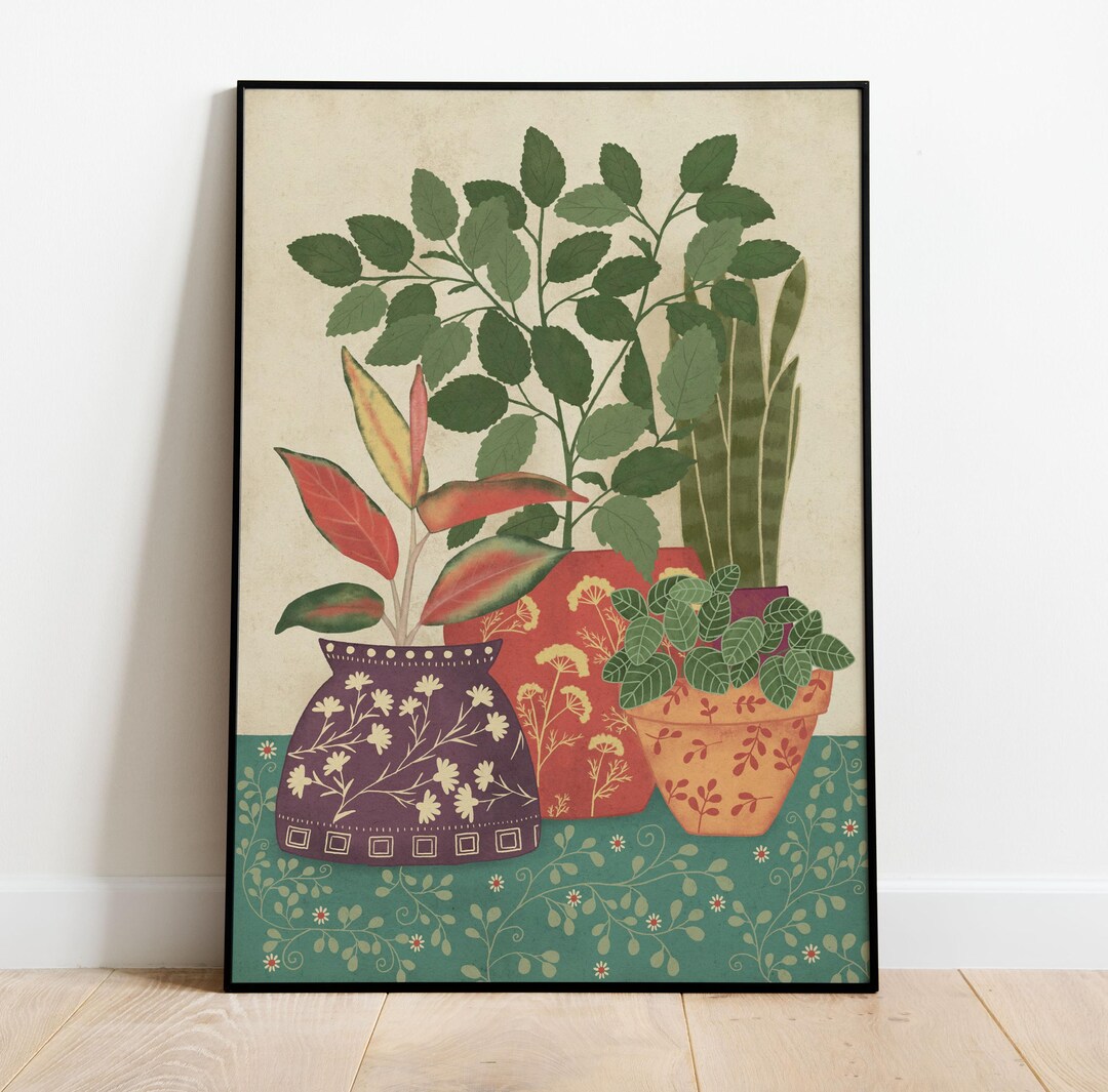 Plants in Pots | Vibrant Poster for Nature Lovers | Perfect Gift for ...