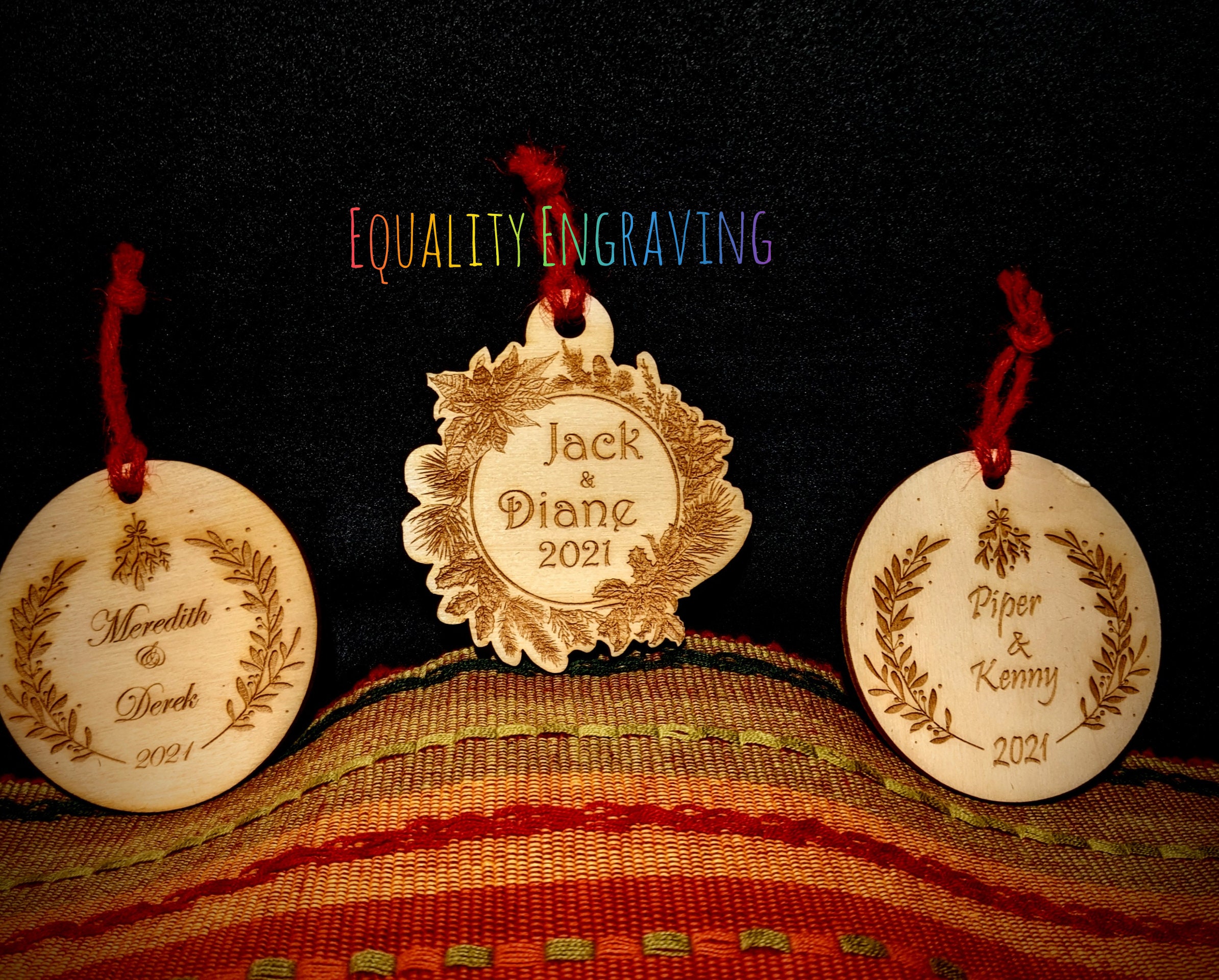 Personalized engraved wooden ornament. — ...exclusively inclusive