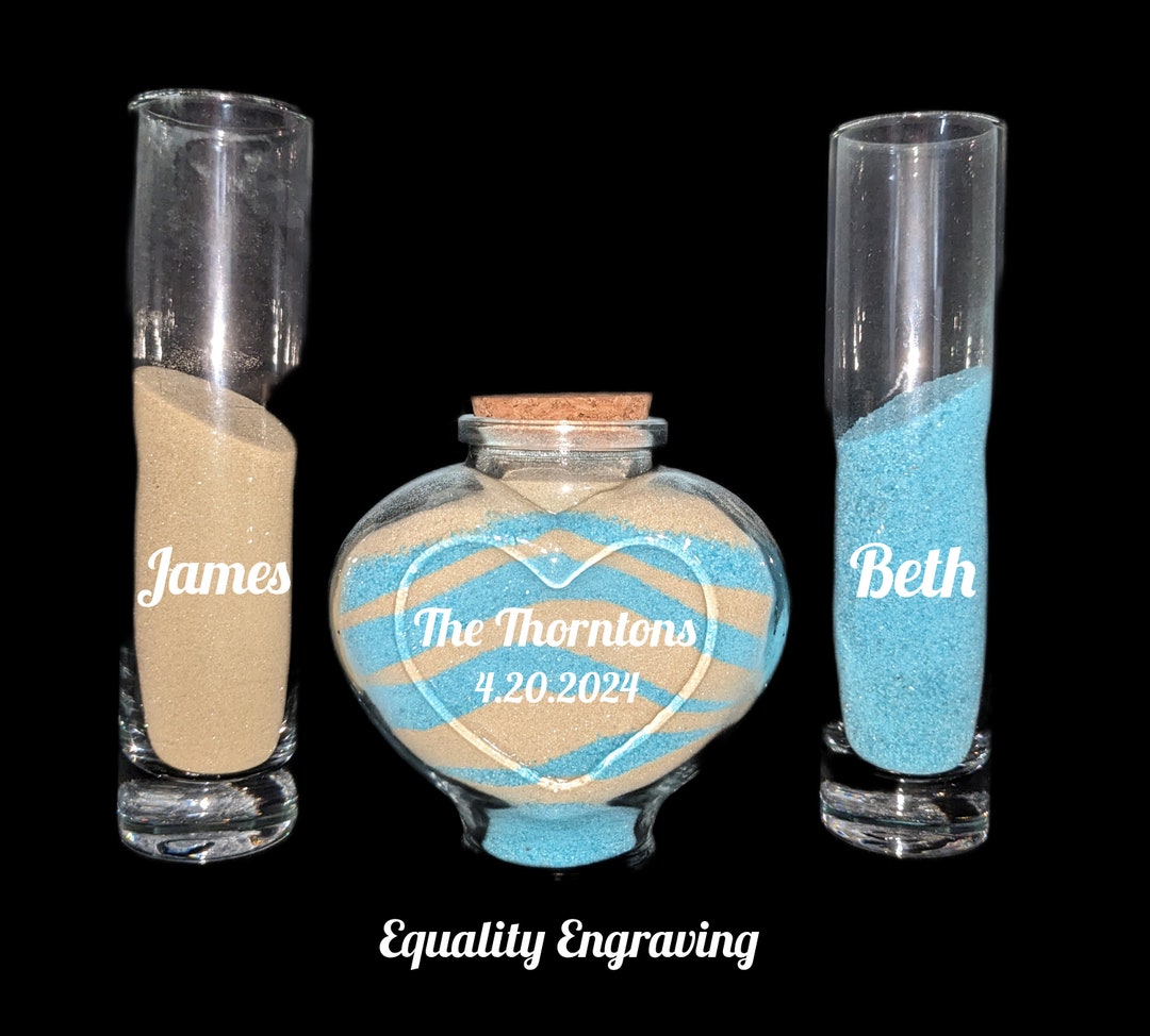 Unity Sand Ceremony Set, Engraved 3 Piece Set, Blending of the Sands ...