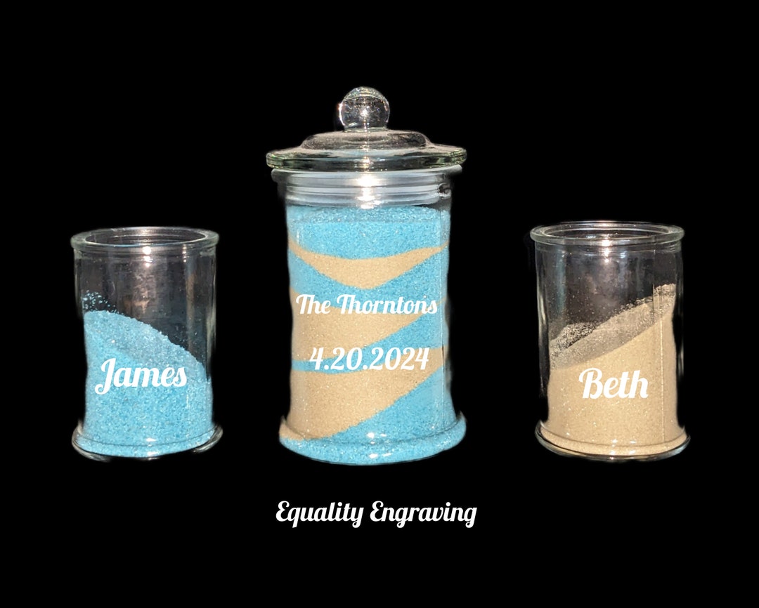 Unity Sand Ceremony Set, Engraved 3 Piece Set, Blending of the Sands ...