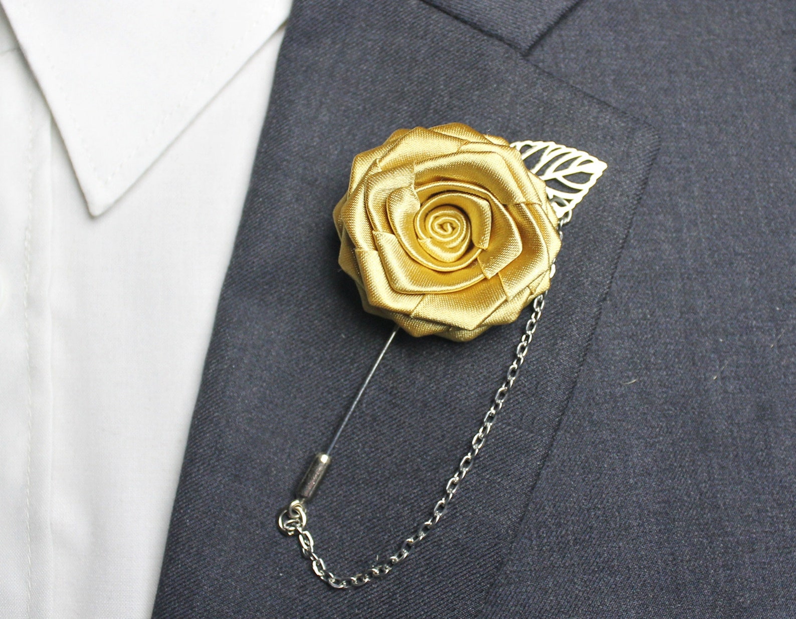 Navy Blue Lapel Pin Chain Suit Lapel Chain Rose Wedding - Etsy