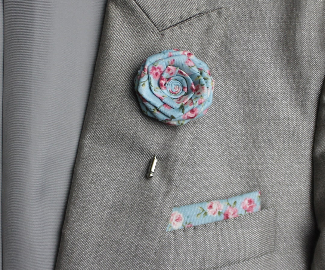 Rose Lapel Pin and Pocket Square Set: Lape Pins Men Groomsmen Gifts ...