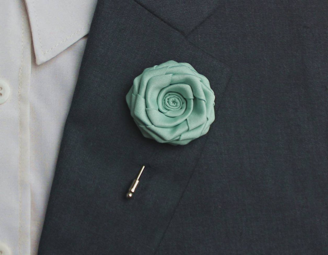 Mint Green Rose Lapel Pins Men : Wedding Flower Brooch Boutonniere ...