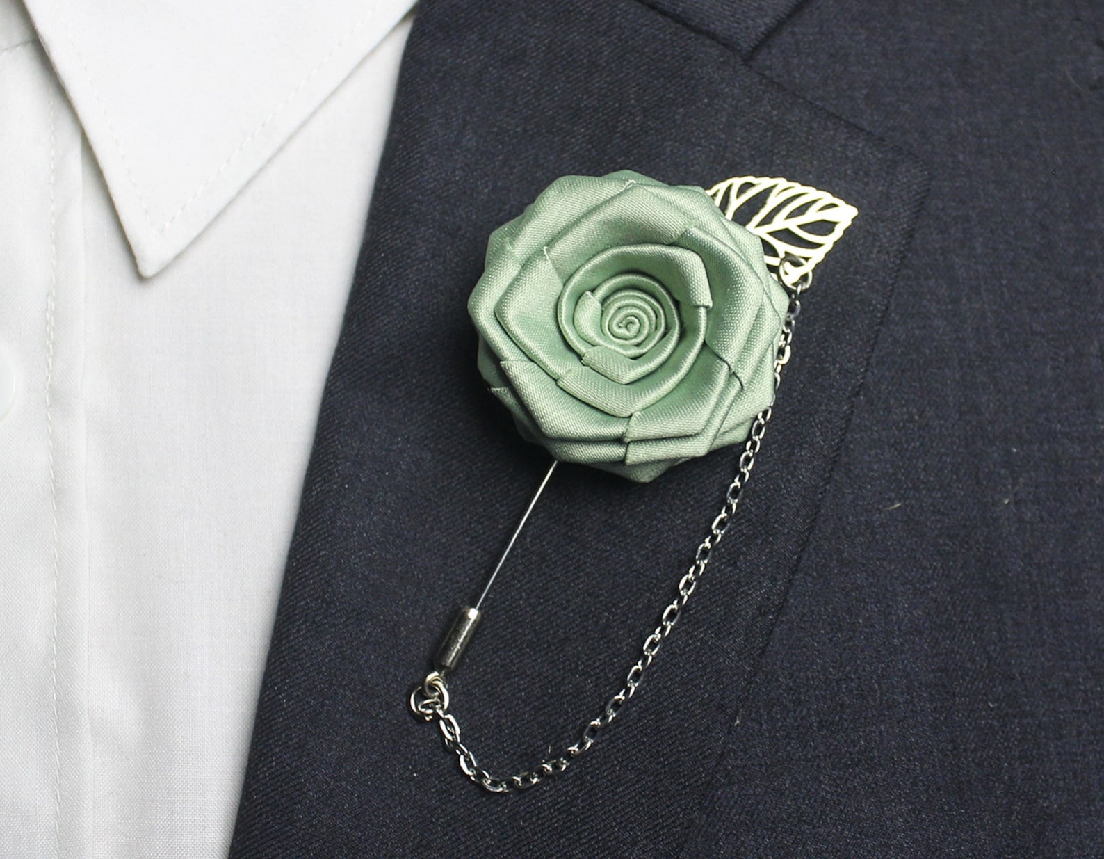 Lapel Pin Chain Emerald Green Suit Lapel Chain Wedding - Etsy
