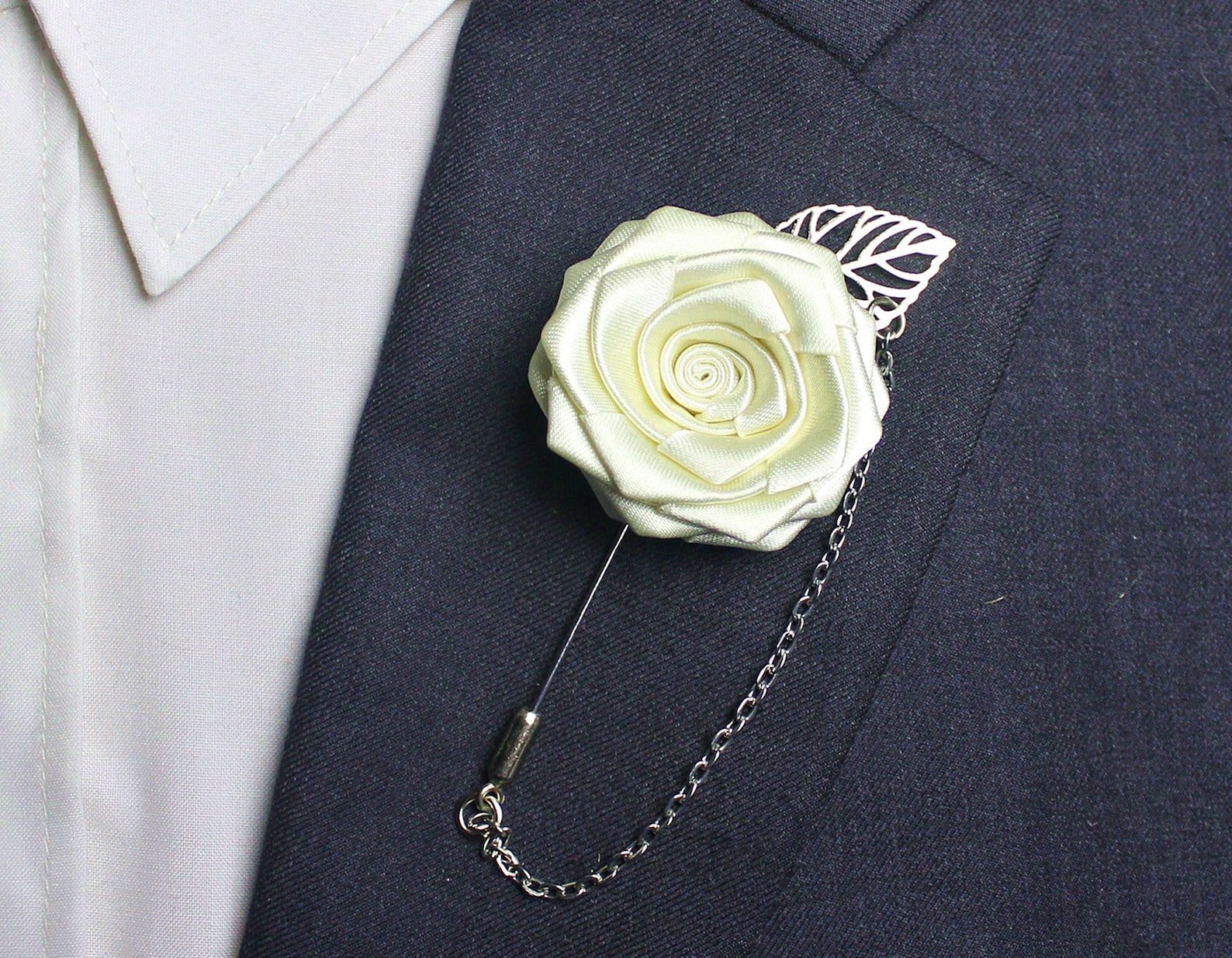 Navy Blue Lapel Pin Chain Suit Lapel Chain Rose Wedding - Etsy