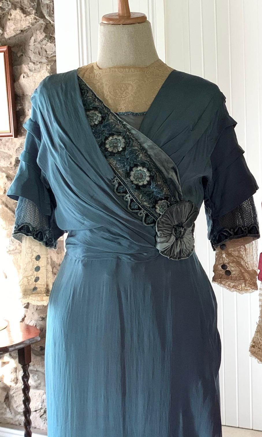 Antique Blue Satin Edwardian Evening Dress C1910 - Etsy