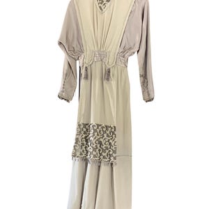 Antique 1916 Edwardian Dress | WWI Era High Waist Linen/satin Dress ...