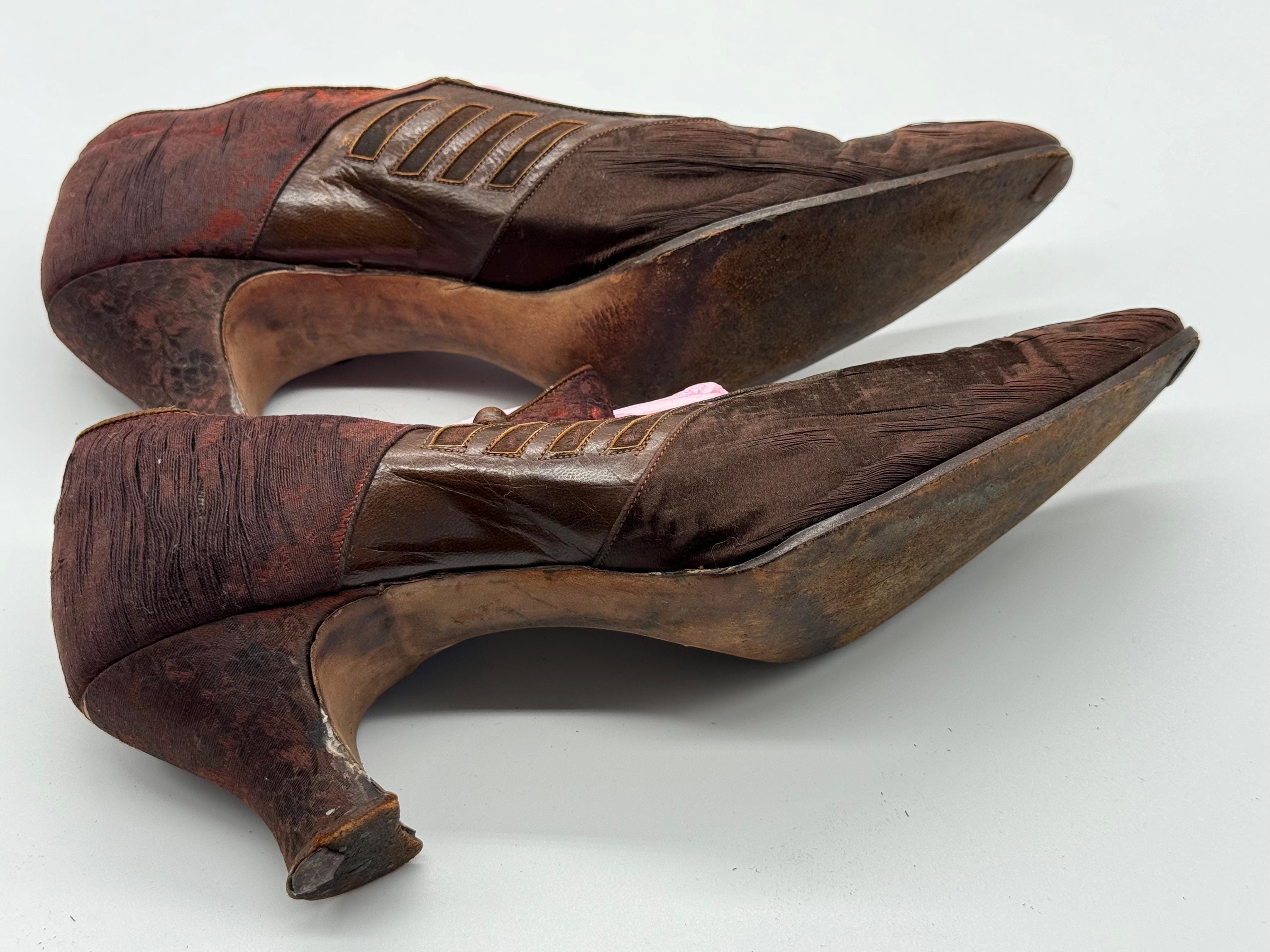 1910s / 1920s Edwardian Mary-jane Leather and Silk Style Shoes - Etsy