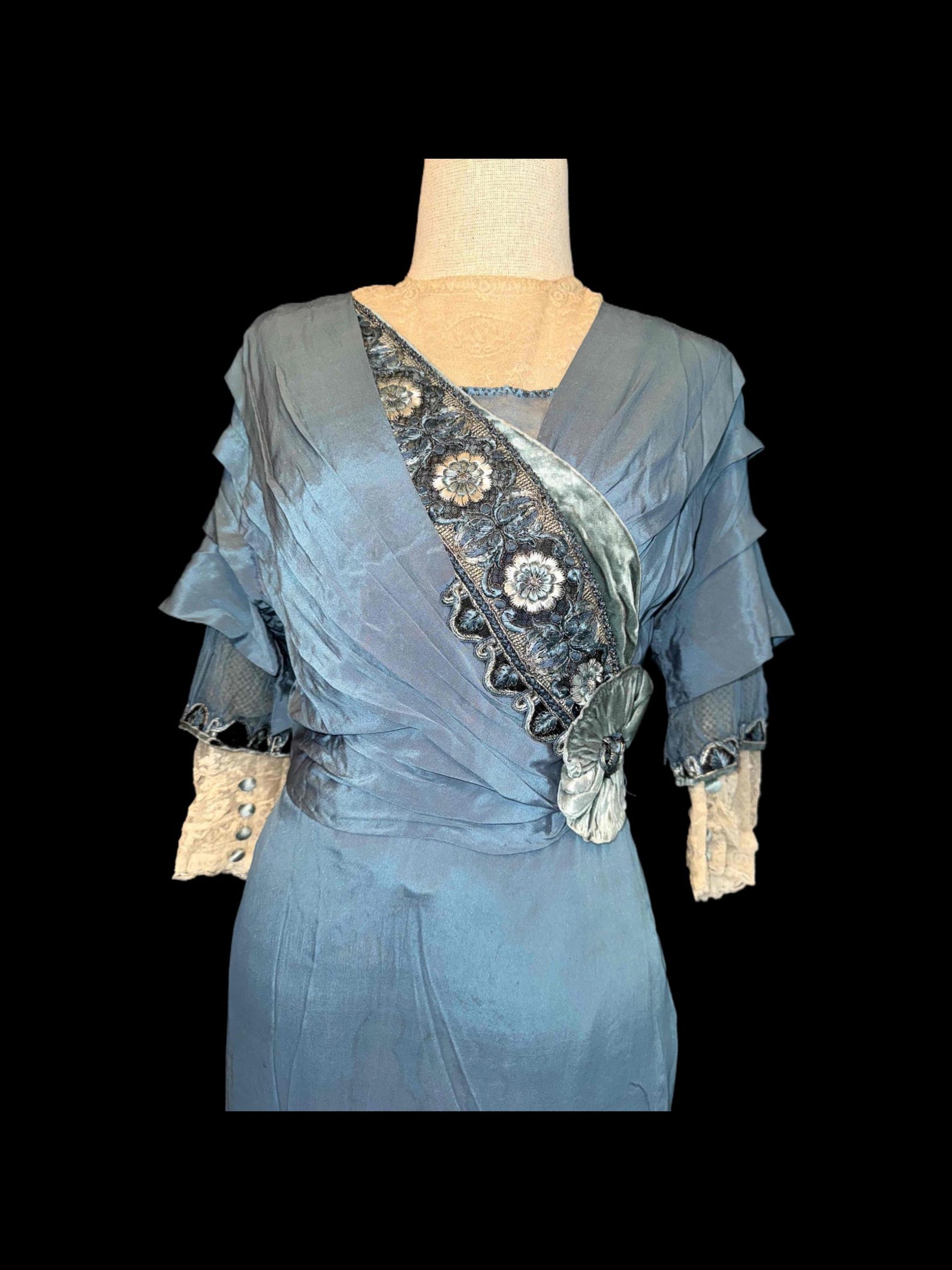 Antique Blue Satin Edwardian Evening Dress C1910 - Etsy