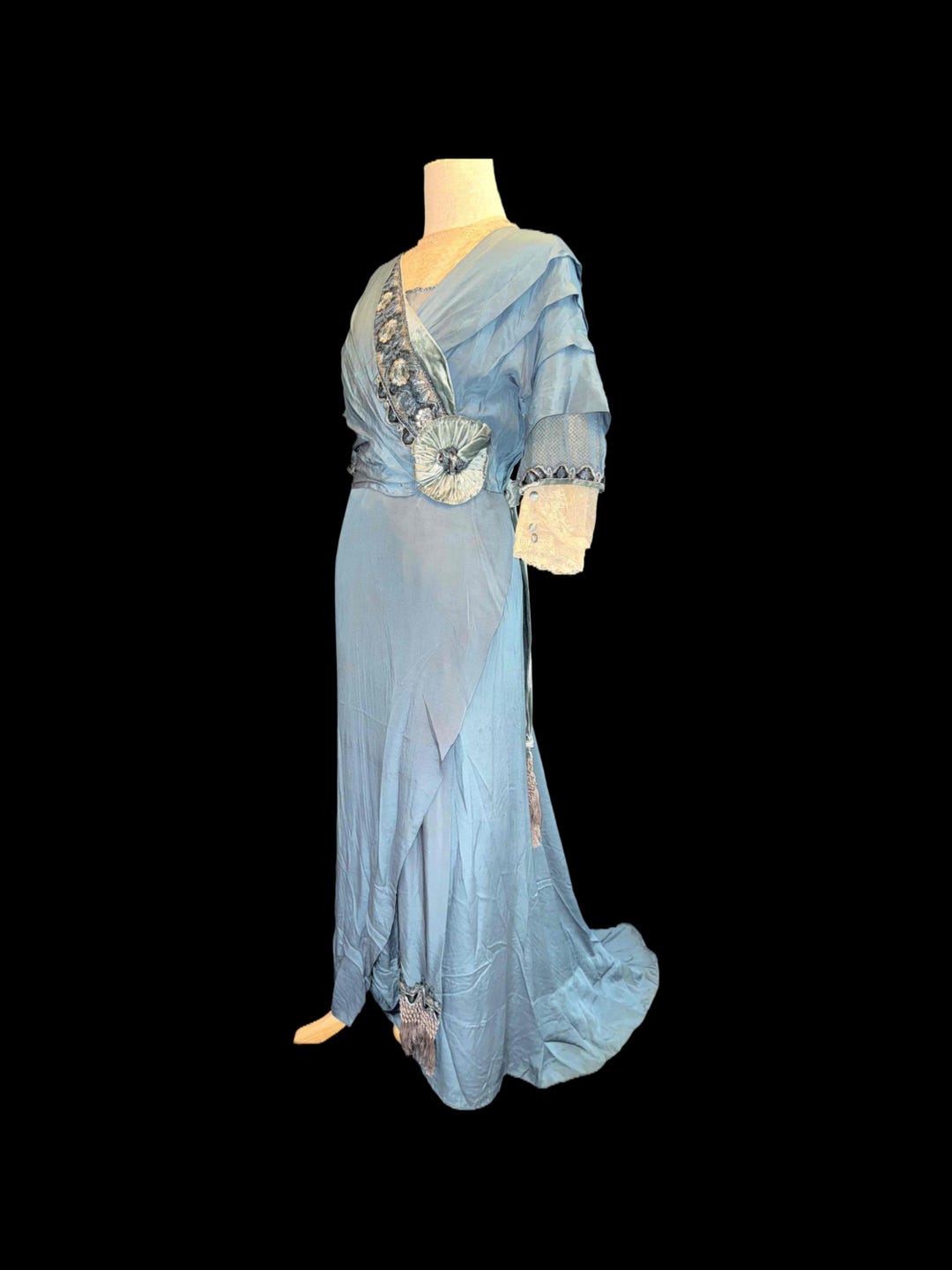 Antique Blue Satin Edwardian Evening Dress C1910 - Etsy