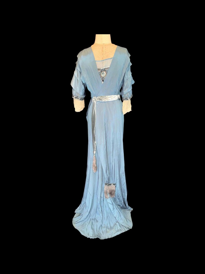 Antique Blue Satin Edwardian Evening Dress C1910 - Etsy