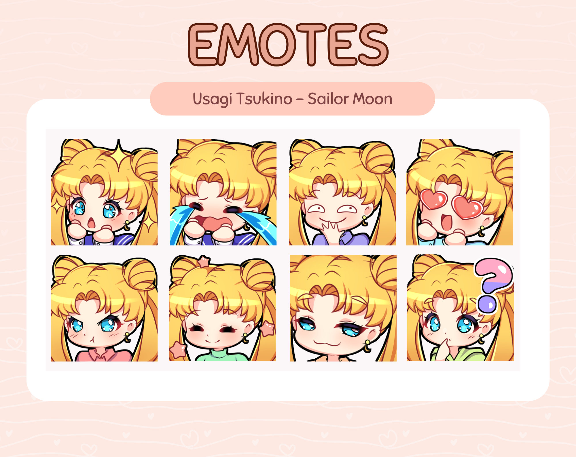 Moon Anime Girl Emotes for Twitch and Discord - Kawaii - Cute - Etsy
