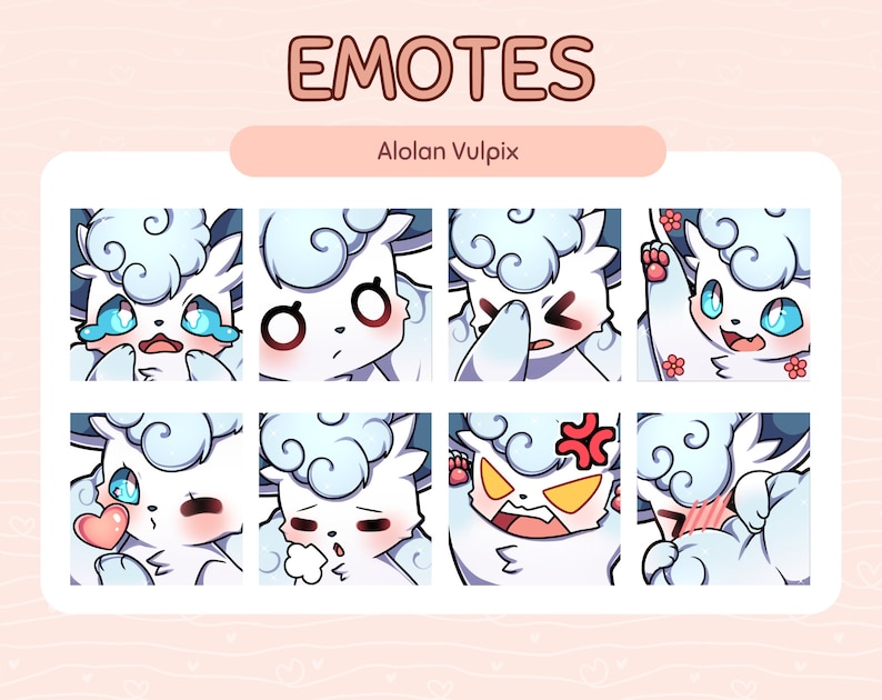 White Fox Emotes for Twitch and Discord - Kawaii - Cute - Etsy