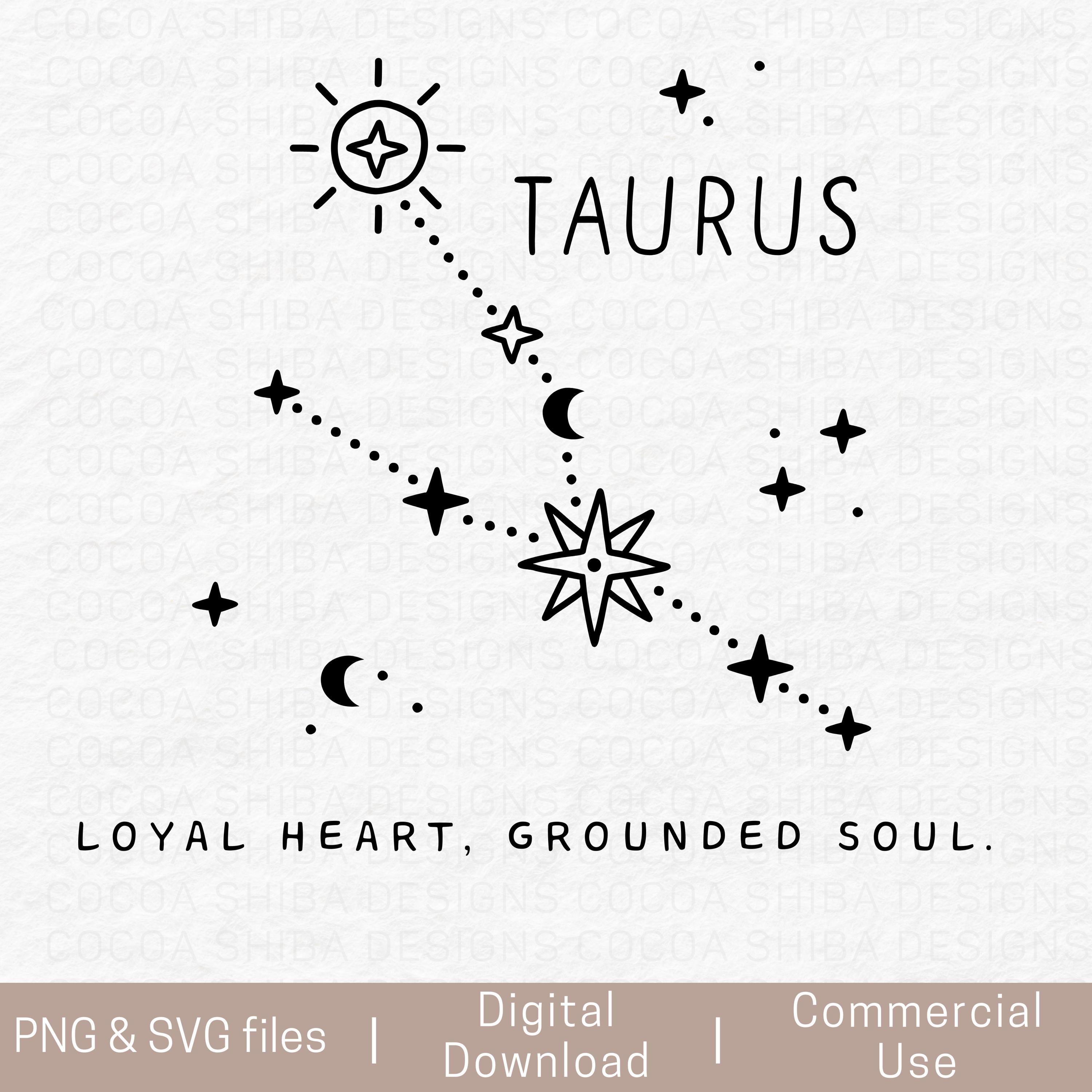 Taurus SVG PNG, Horoscope, Zodiac Sign, Cut File, Silhouette, Cricut ...