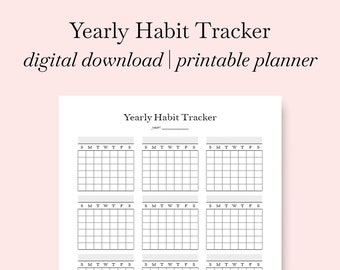 Yearly Habit Tracker Printable | Yearly Habit Planner | Habit Tracker ...