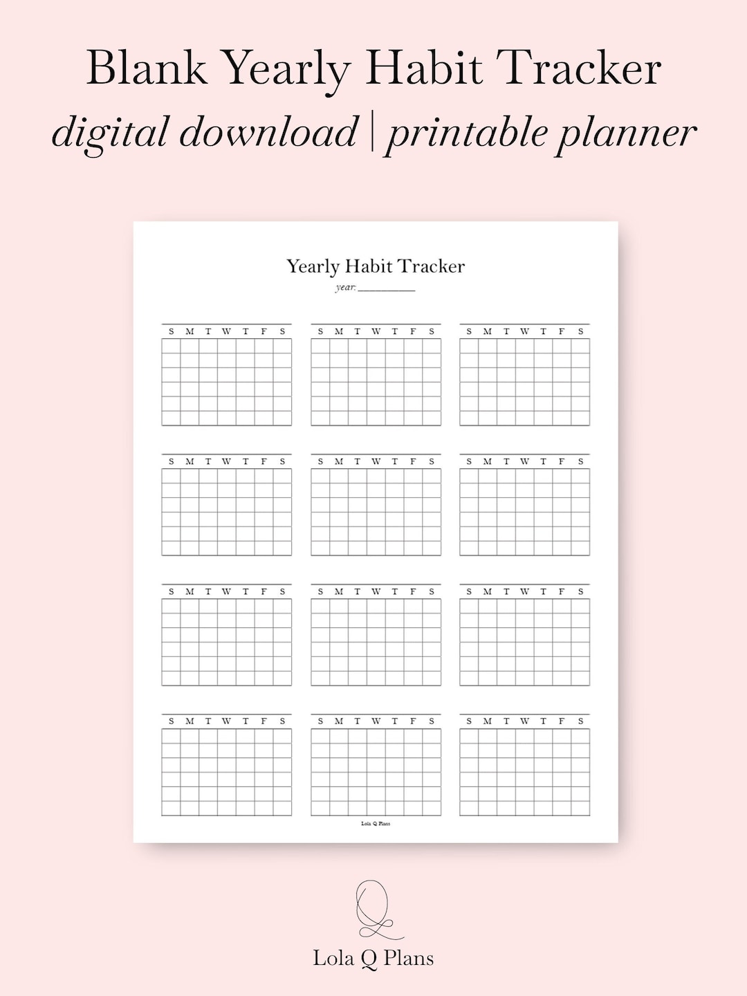 Yearly Habit Tracker Printable | Yearly Habit Planner | Habit Tracker ...