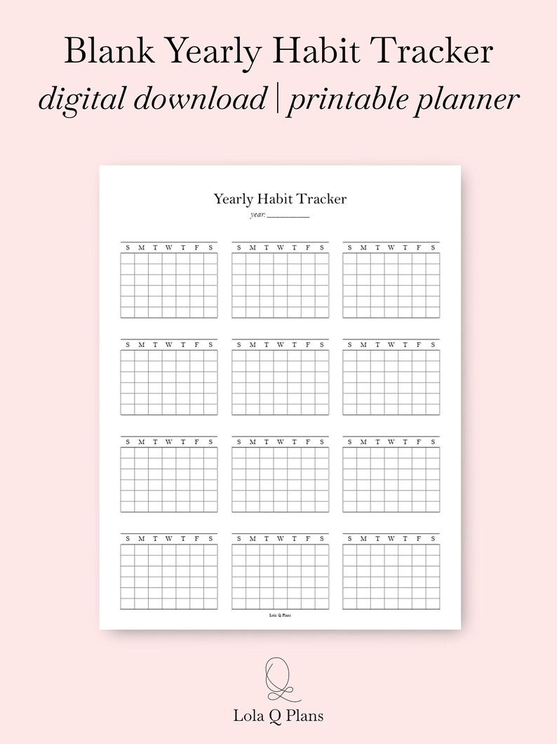 Yearly Habit Tracker Printable | Yearly Habit Planner | Habit Tracker ...