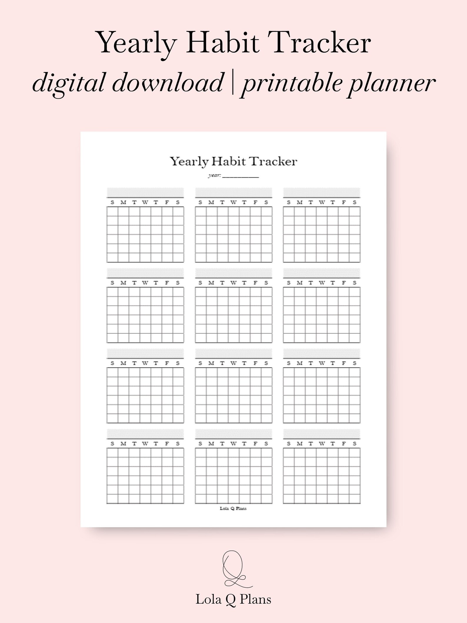 Yearly Habit Tracker Printable | Yearly Habit Planner | Habit Tracker ...