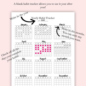 Yearly Habit Tracker Printable | Yearly Habit Planner | Habit Tracker ...