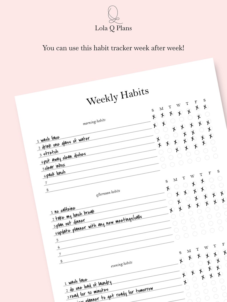 Weekly Habit Tracker Printable Weekly Routine Planner - Etsy