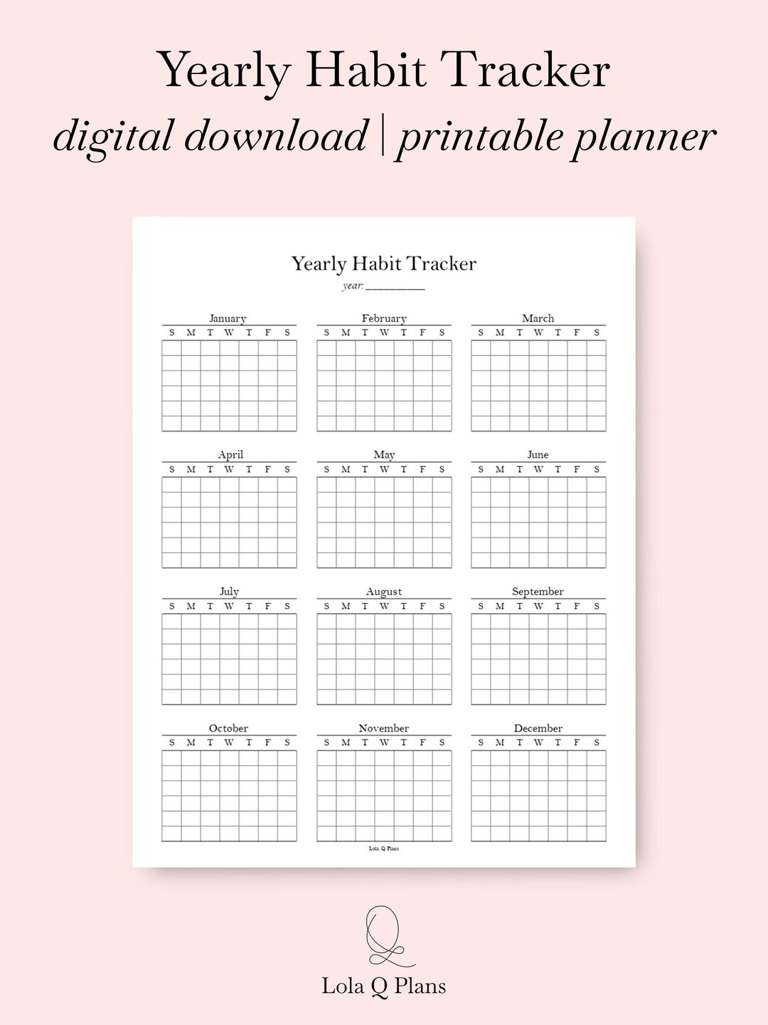 Yearly Habit Tracker Printable With Months | Yearly Habit Planner ...