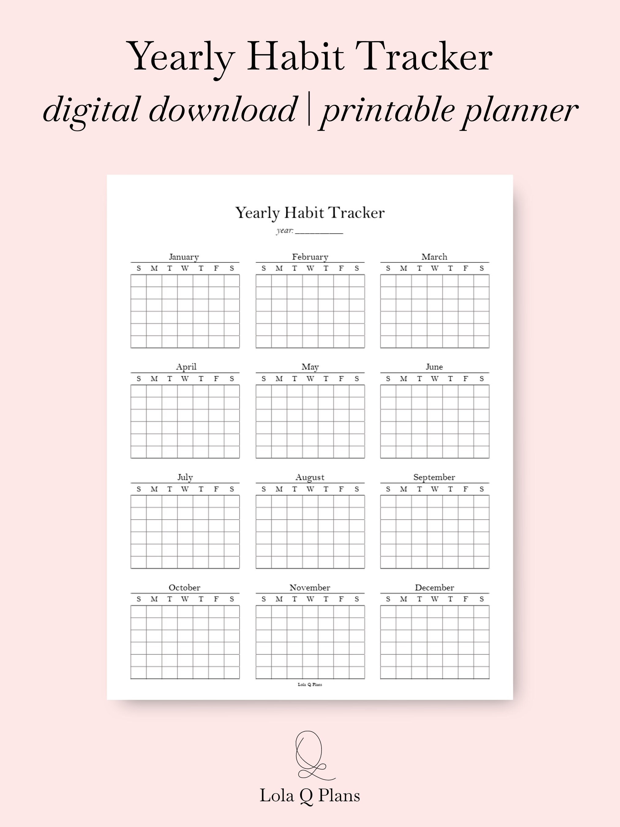 Yearly Habit Tracker Printable With Months | Yearly Habit Planner ...