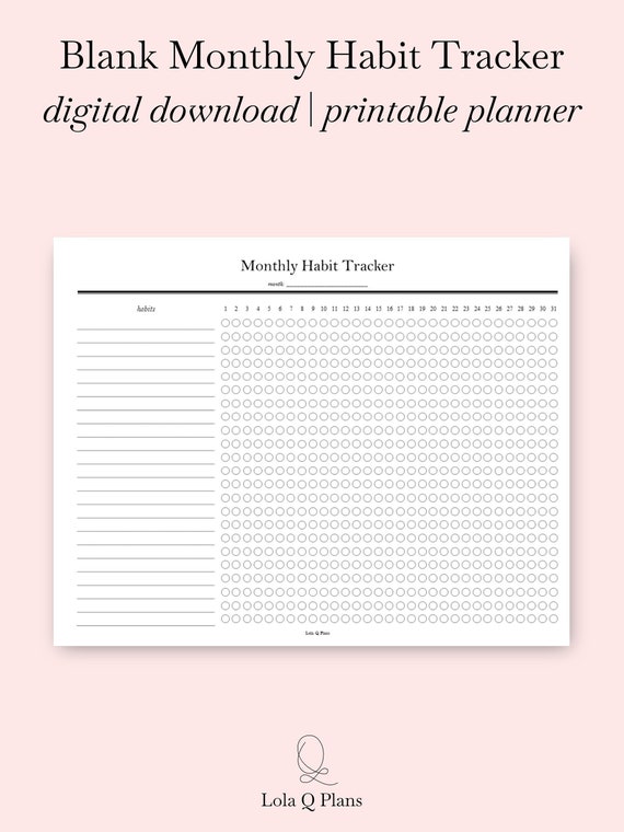Monthly Habit Tracker Printable Monthly Habit Planner - Etsy