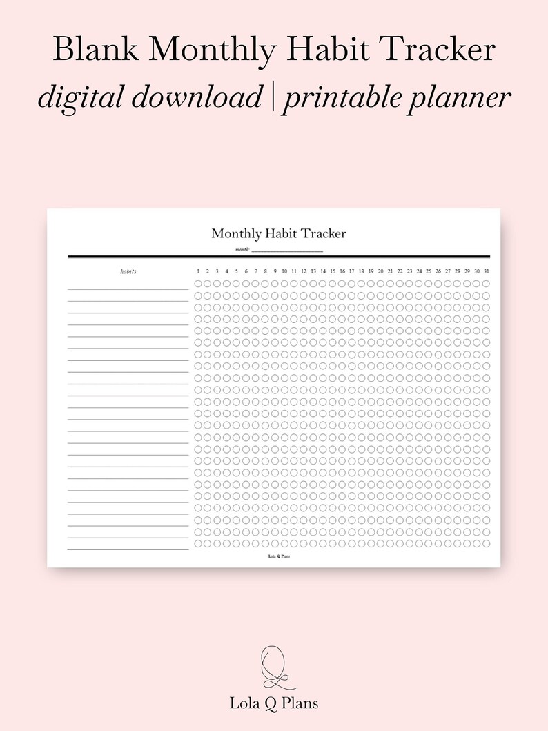 Monthly Habit Tracker Printable | Monthly Habit Planner | Habit Tracker ...