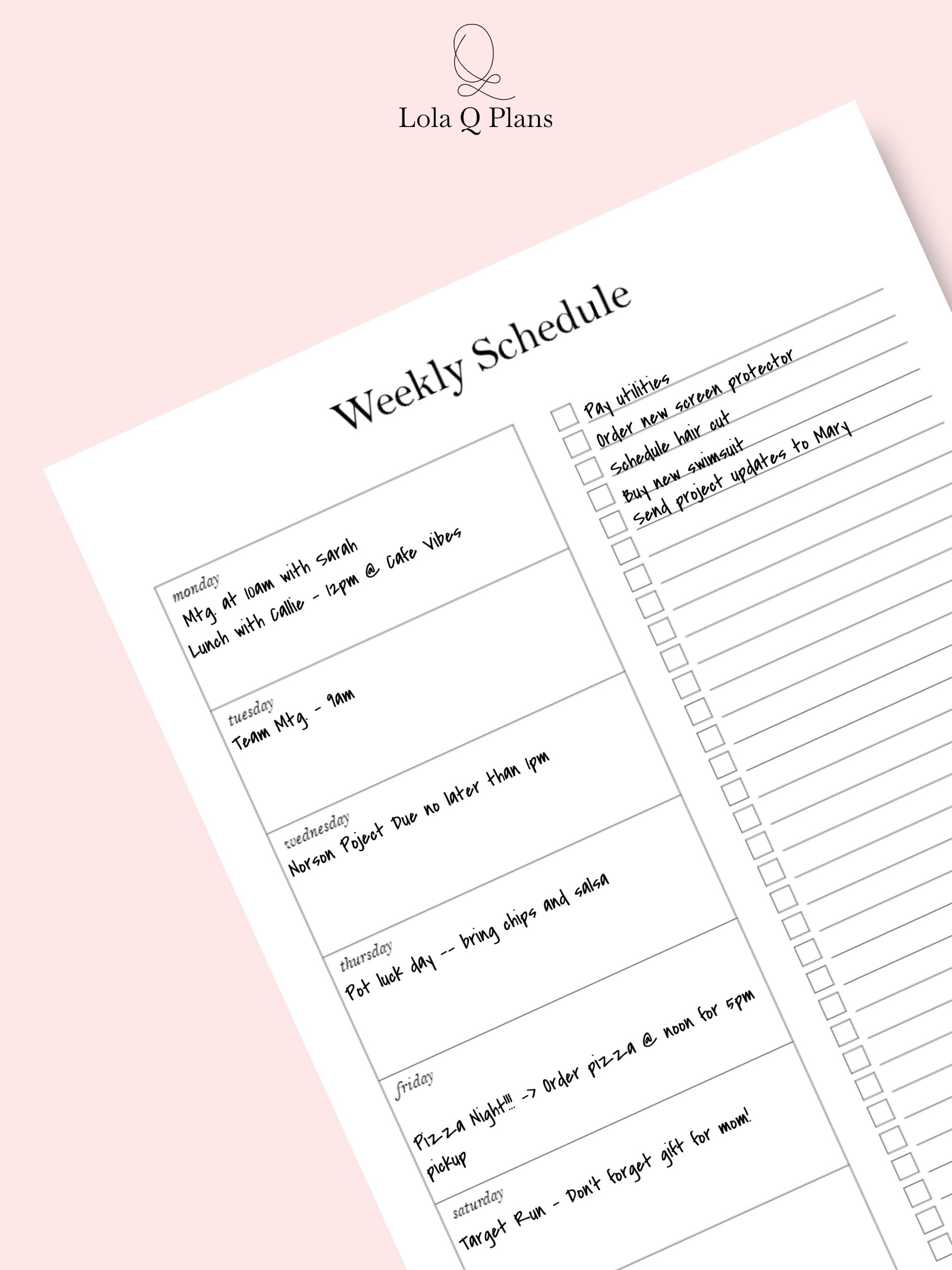Weekly Planner Printable With to Do List | Planner Page With to Do List ...
