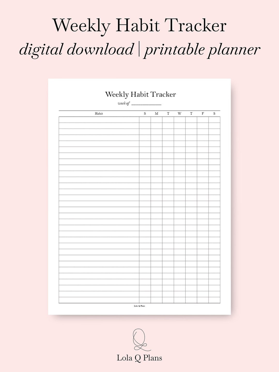 Weekly Habit Tracker Printable | Weekly Habit Planner | Habit Tracker ...