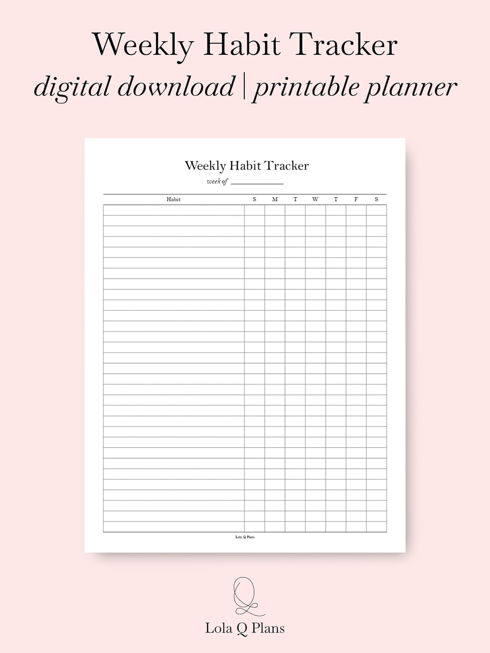 Weekly Habit Tracker Printable | Weekly Habit Planner | Habit Tracker ...