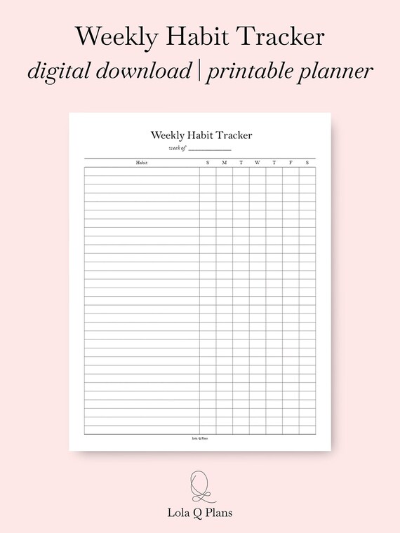 Weekly Habit Tracker Printable Weekly Habit Planner Habit - Etsy