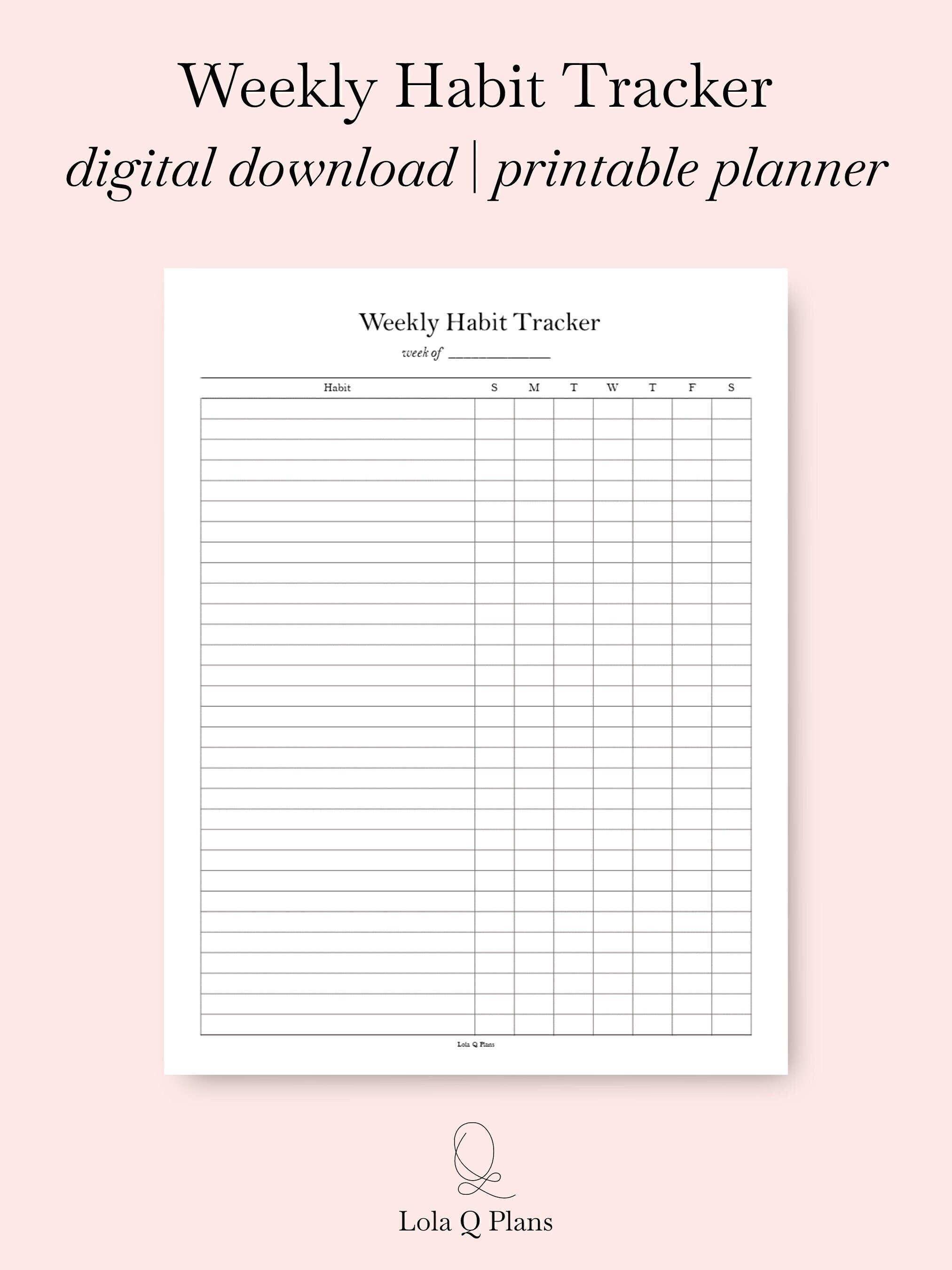 Weekly Habit Tracker Printable Weekly Habit Planner Habit Tracker ...