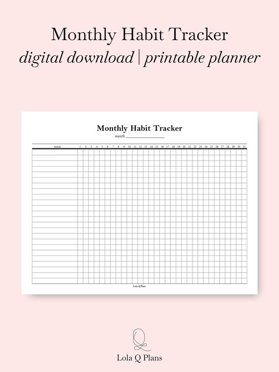 Monthly Habit Tracker Printable Monthly Habit Planner | Etsy