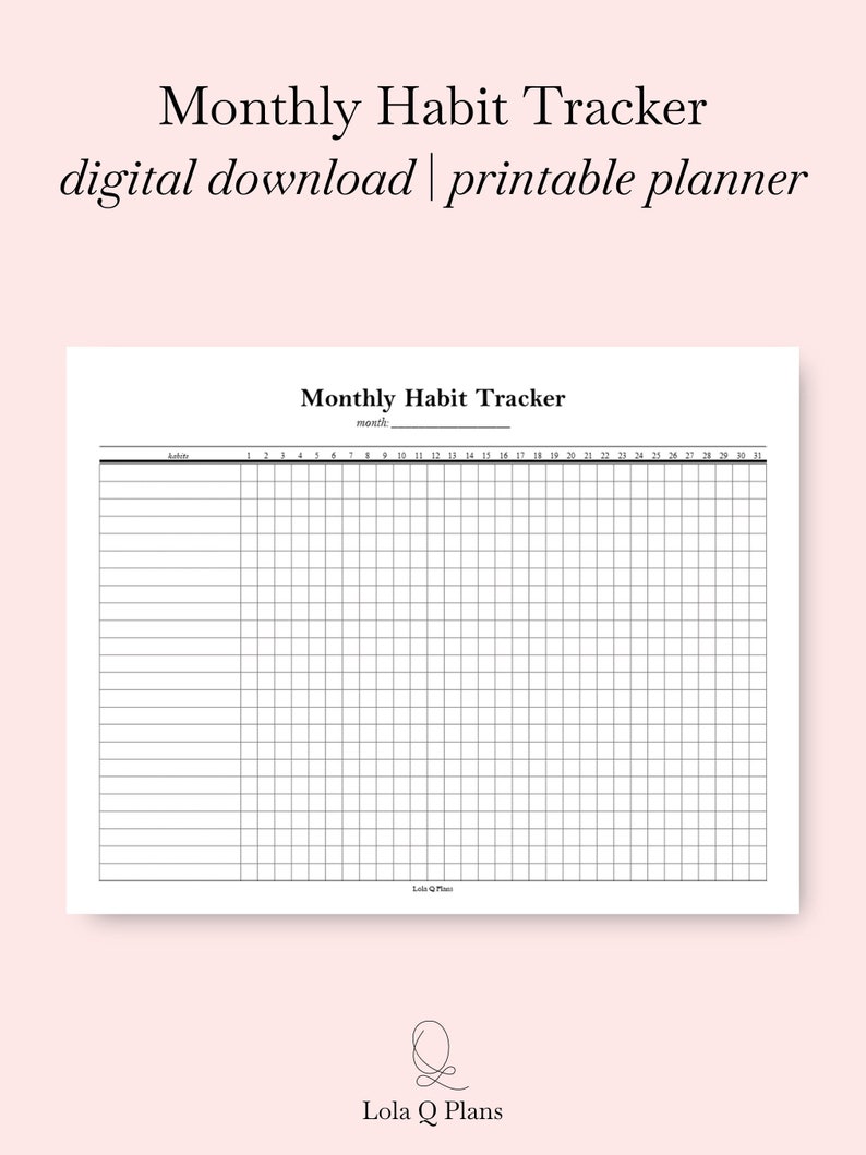 Monthly Habit Tracker Printable | Monthly Habit Planner | Habit Tracker ...