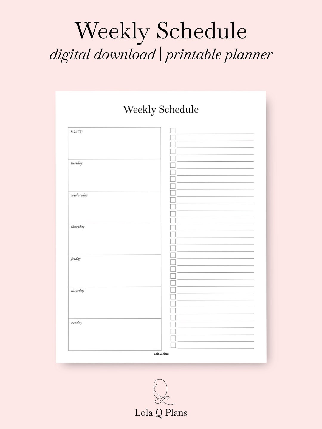 Weekly Planner Printable With to Do List | Planner Page With to Do List ...