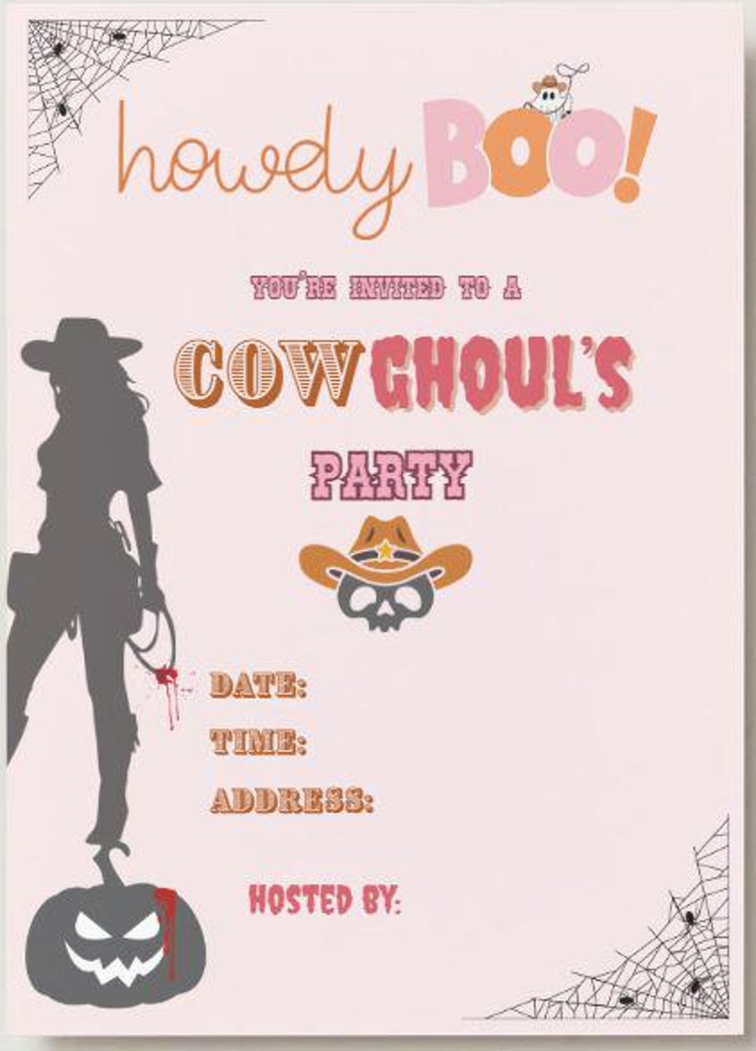 Cow Ghouls Halloween Party Invitation: Editable Canva Template (digital ...
