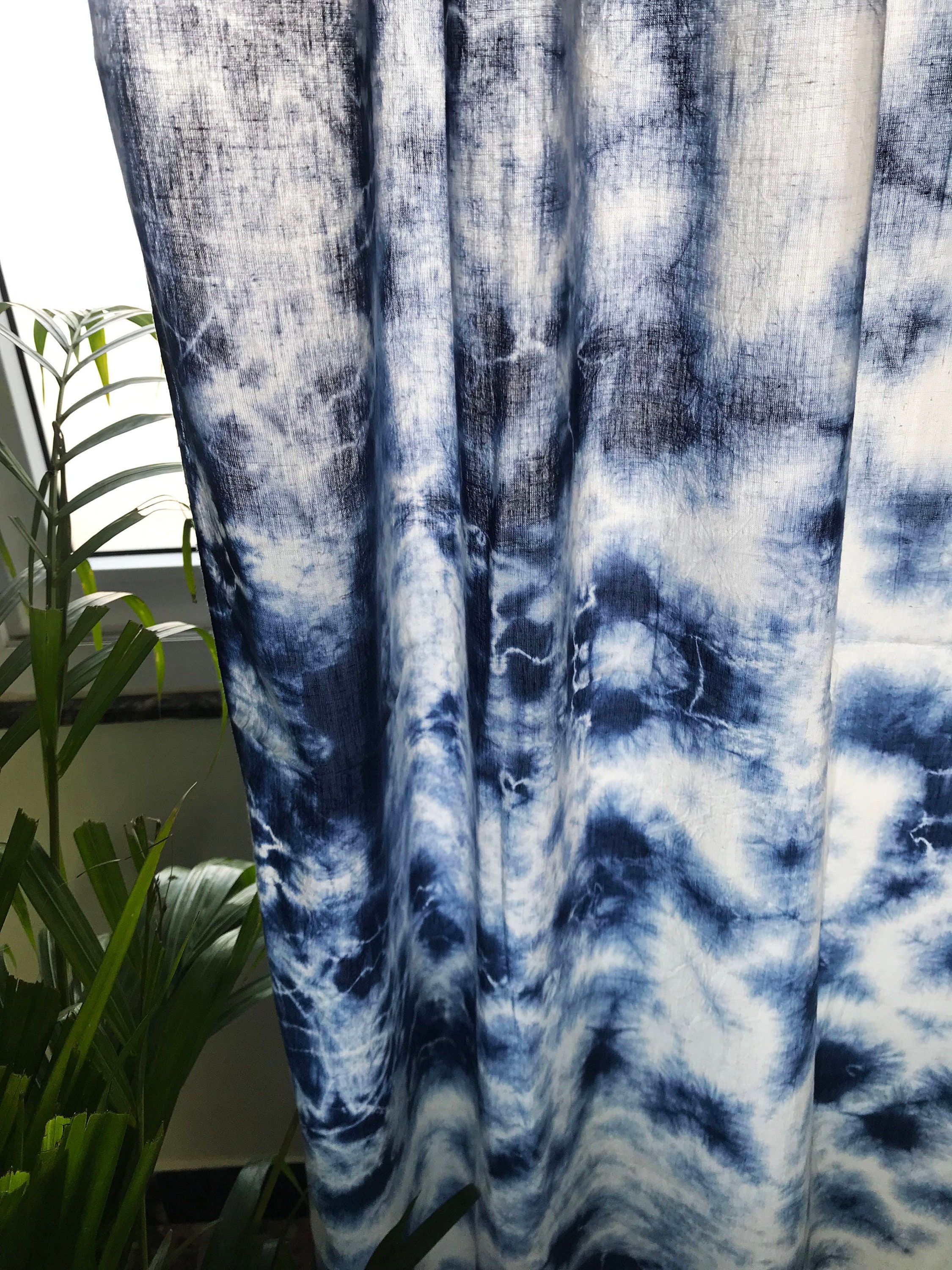 Natural Tie Dye Curtains for Bedroom/bohemian Drapery in Indigo Print ...